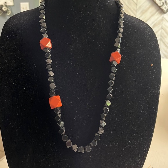 Jewelry | Vintage Polished Black And Rust Gemstone Necklace ...